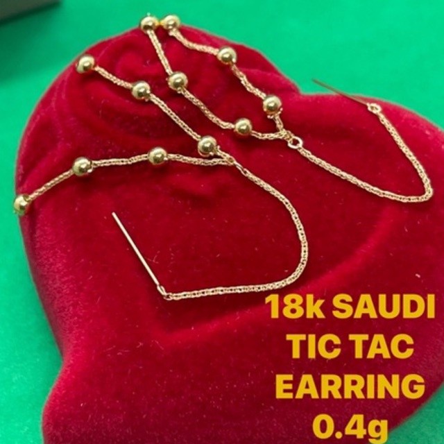 COD PAWNABLE 18k SAUDI GOLD TIC TAC EARRING | Shopee Philippines