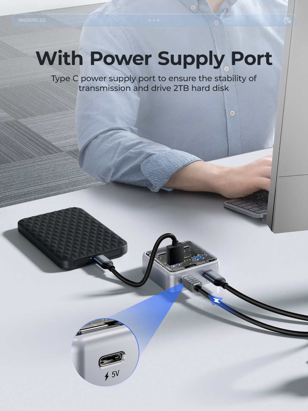 ORICO Transparent Usb C Hub 4 Port Expansion With Power Supply ...