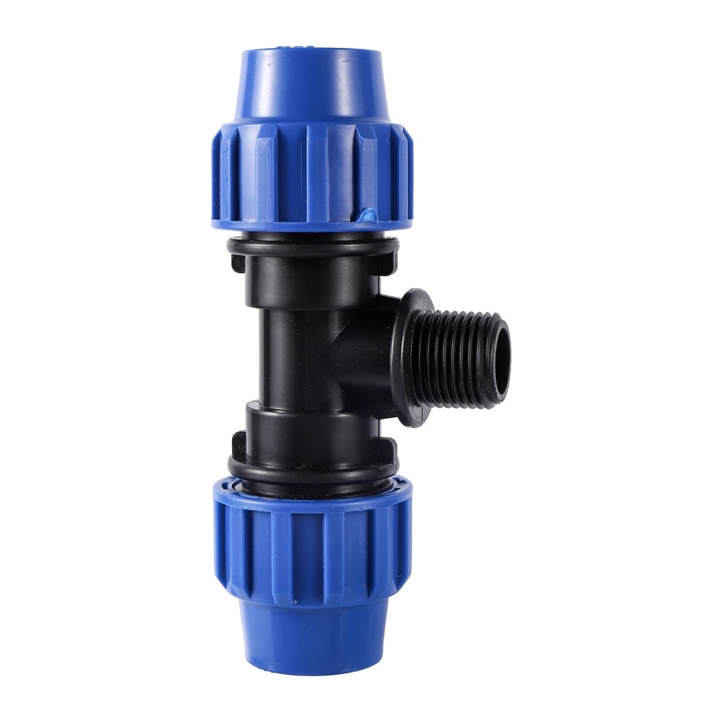 1pcs 1/2" 3/4" 1" Male Thread Elbow Tee Connector Plastic PE Pipe Tee ...