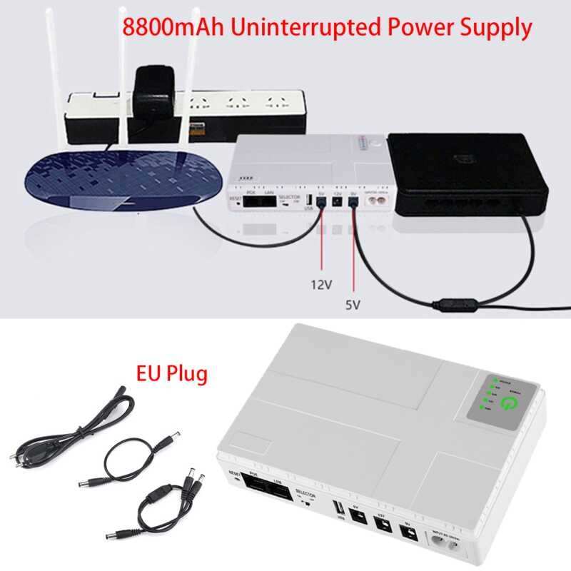 DC 8800mah Uninterruptible UPS Router Optical Cat Built-in Adapter ...