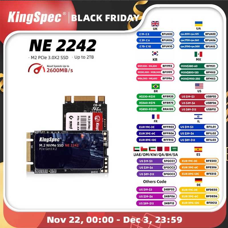 M2 KingSpec 256GB NVME SSD 1TB 128GB 512GB ssd M.2 2242 PCIe Hard Disk Internal Solid State ...