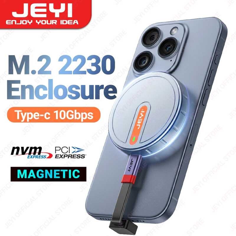 Magnetic JEYI 2230 M.2 NVMe SSD Enclosure with Magsafe iPhone 15 Pro ...