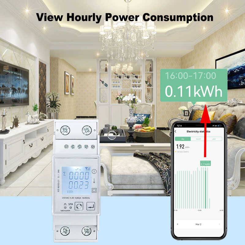 Life Tuya Wifi Smart Energy Meter Multi-Tariffs Single Phase 80A Power ...