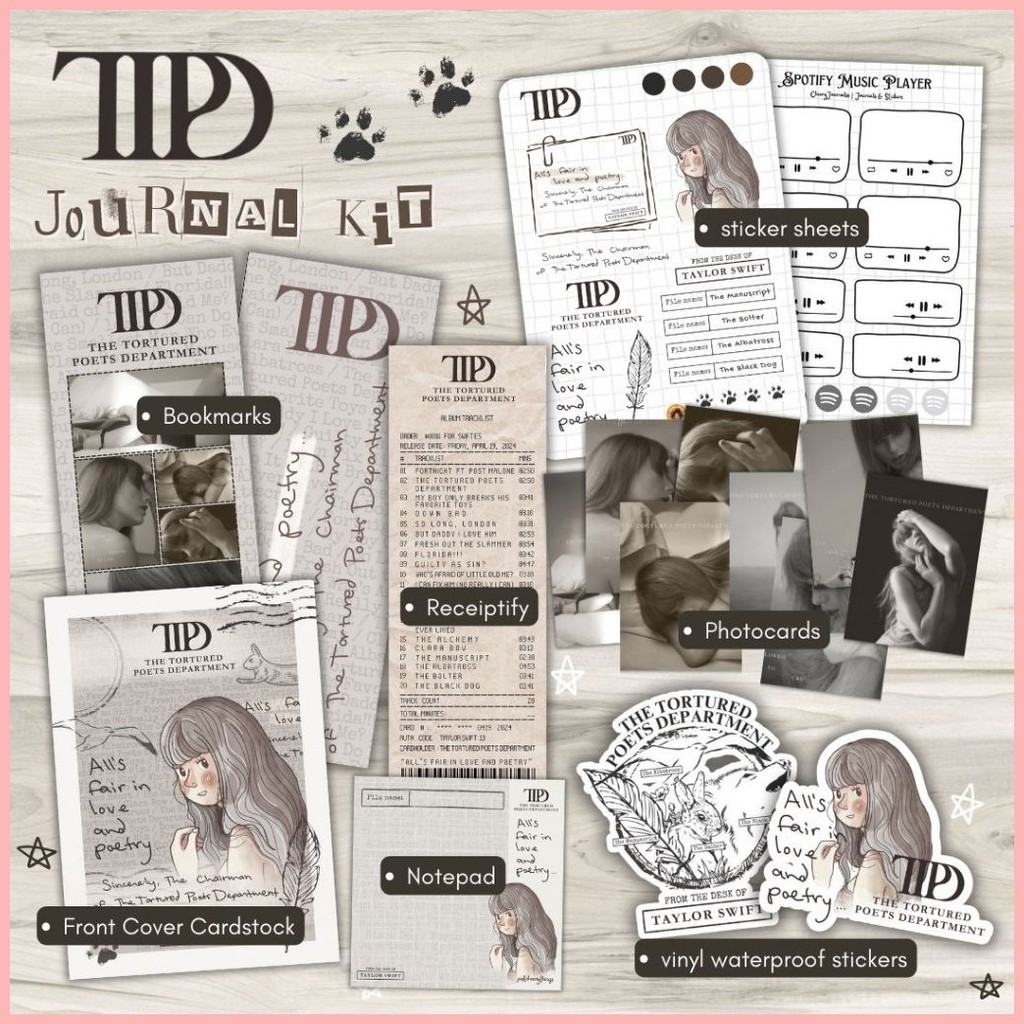 Taylor Swift TTPD ** Poets Department Journal Kit TTPD Stickers ...