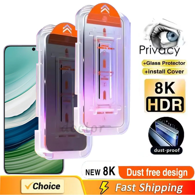 Clear Privacy Tempered Glass Easy Install For Huawei Pura 70 P50 P50E P40 P30 Mate 60 50 50E 30 ...