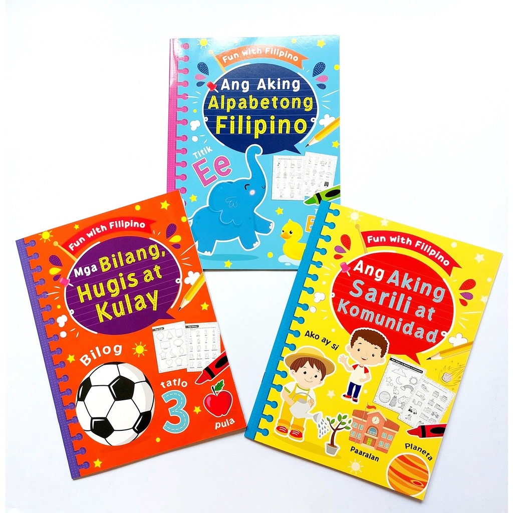 ♞Fun With Filipino Set of 3 - Alpabetong Filipino, Mga Bilang at Hugis ...