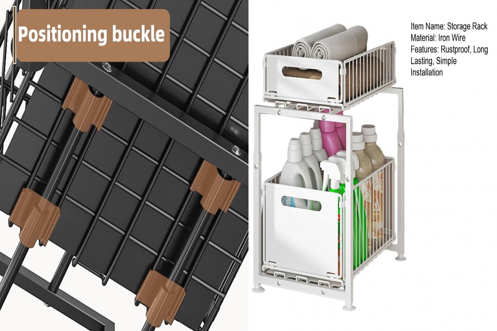 Storage Shelf Adjustable Kitchen Rack Adjustable 2-tier Under-sink ...