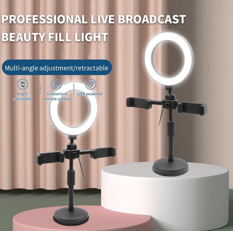 L6 4IN1 Ring Light 16cm/6inches Dual Mobile Phone Live Stand For ...