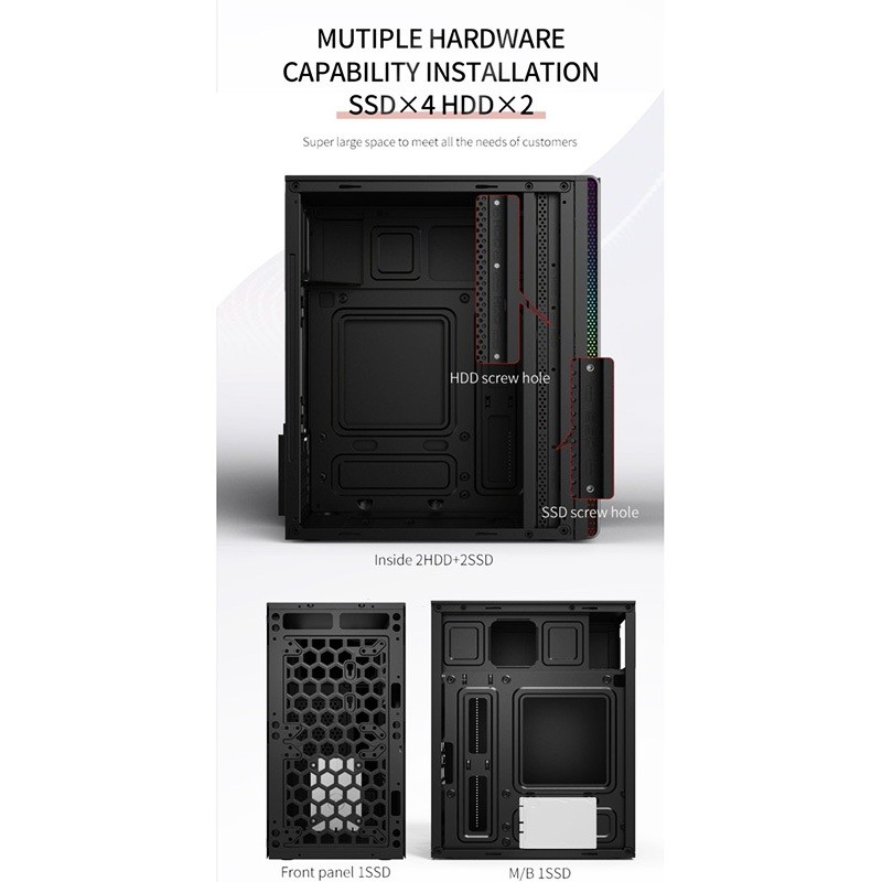 ♑ YGT M3 Pc Case Matx Desktop RGB Tempered Glass Case White/Black ...