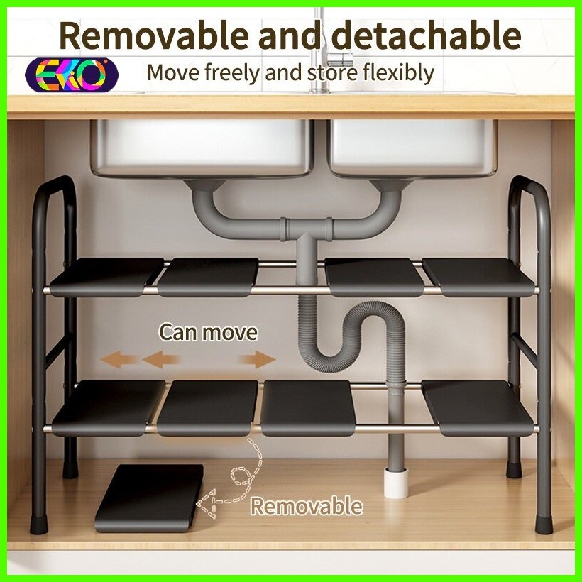 ۩ Adjustable Kitchen Rack Under Sink Organizer Kitchen Under the Sink ...