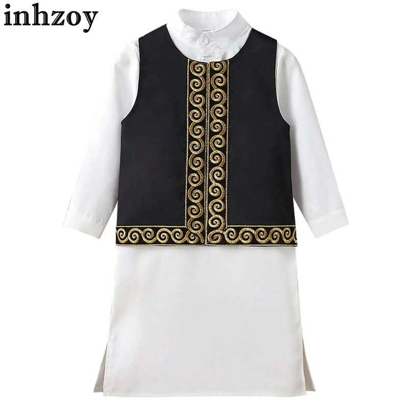 B6 Baby Boys Long Sleeve Middle East Arab Muslim Robe With Golden ...