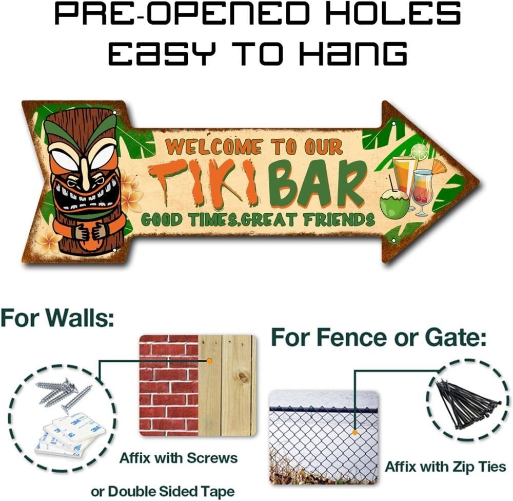 Mukuko Tiki Bar Arrow Tin Metal Sign, Tiki Bar Decor, Tiki Bar Sign ...