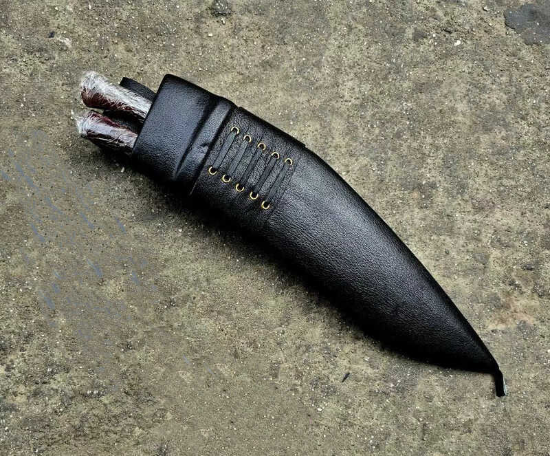 Nepal Handmade Yak Skin Iraqi Army Blade Dog Leg Curved Blade Outdoor ...