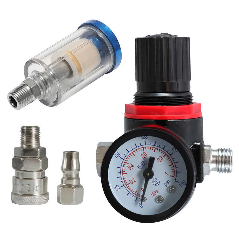 HVLP WEN Gun Regulator Pressure Gauge + 1/4" Mini Ine Air Filter ...