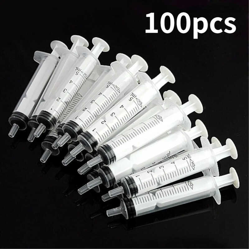 Plastic 100Pcs Disposable 5Ml Injector Syringe No Needle For Lab ...