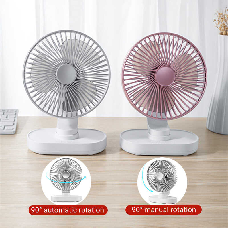USB 3 A5 Wireless Desktop Fan Auto Rotate 4 Gear Wind Blowing Silent ...