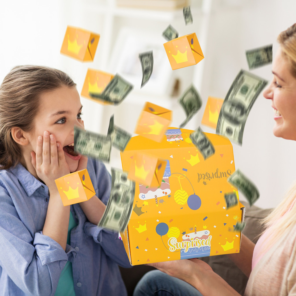 DIY Surprise Pop-Up Explosion Gift Box - Yellow Folding Money Bounce ...