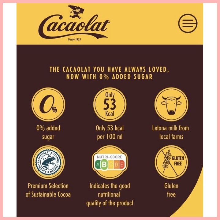 CACAOLAT Cocoa Milkshake Original/No Added Sugar 1L ♒ ۞ | Shopee ...