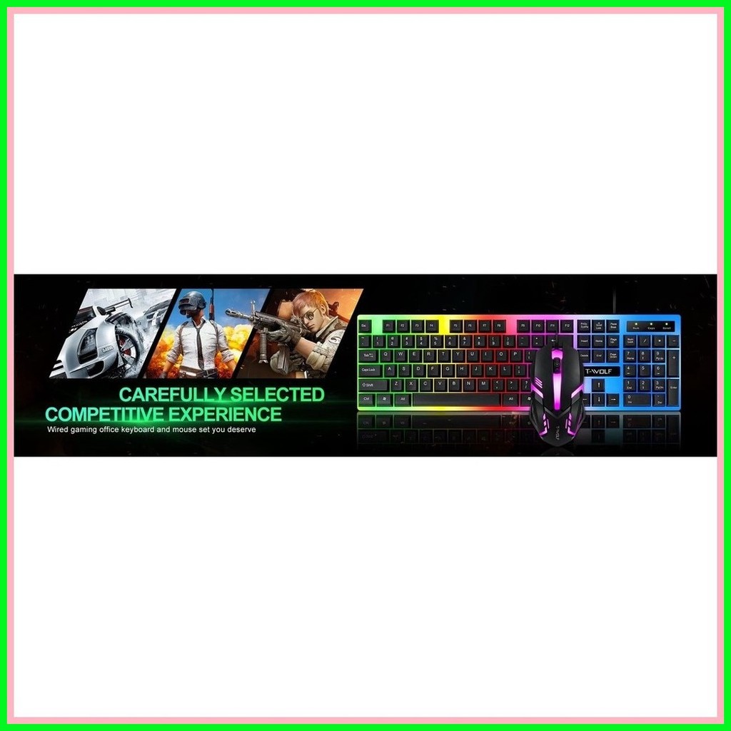 Po T Wolf Tf230 Rainbow Led Gaming Keyboard And Mouse Combo Bundle Dz2 T Wolf Tf230 Shopee