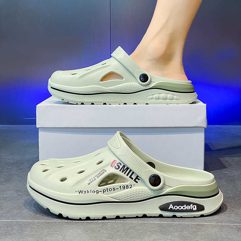 Flat New Slippers Coconut hole shoes for men in summer anti slip toe ...