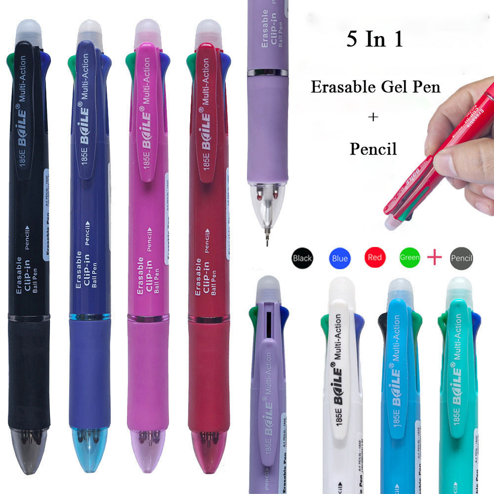 Creative 5 In 1 Multicolor Erasable Gel Pen Ballpoint Pen with 0.7mm ...