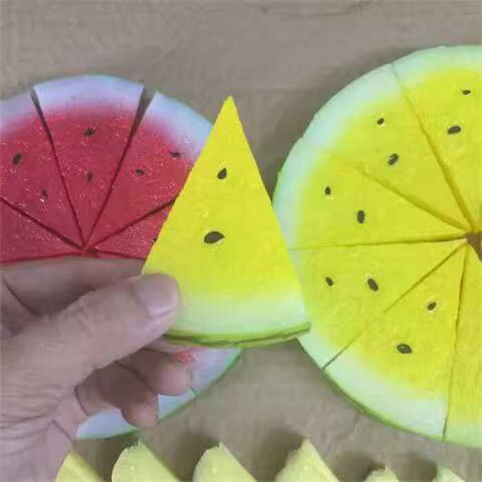 Simulated pineapple chunks, watermelon fruit slices, pineapple model ...