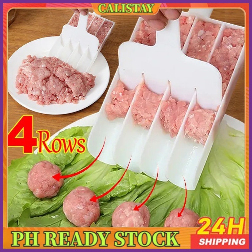 ♑ 4Rows Creative Plastic Meatball Maker Set Fried Fish Beaf Meat Making ...