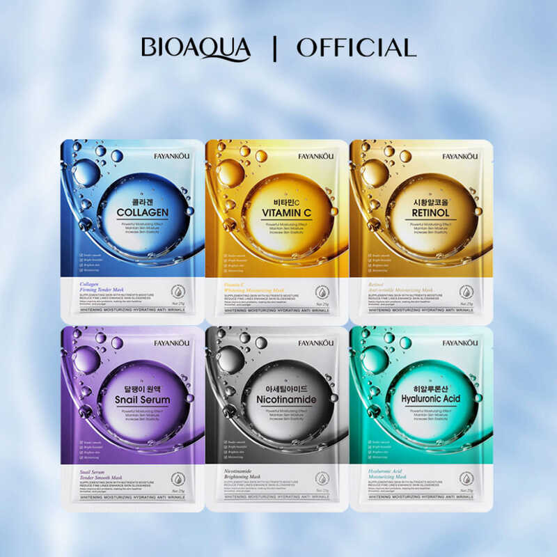 BIOAOUA Korea Serum Sheet Mask 25G Vitamin C / Retinol Collagen Nicotinamide Hyaluronic Acid ...