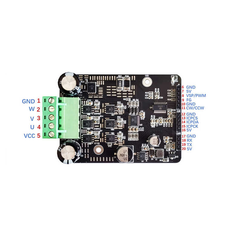 BLDC 6-80V Tatlong Fase DC Brushless Controller PWM High Power 1600W ...