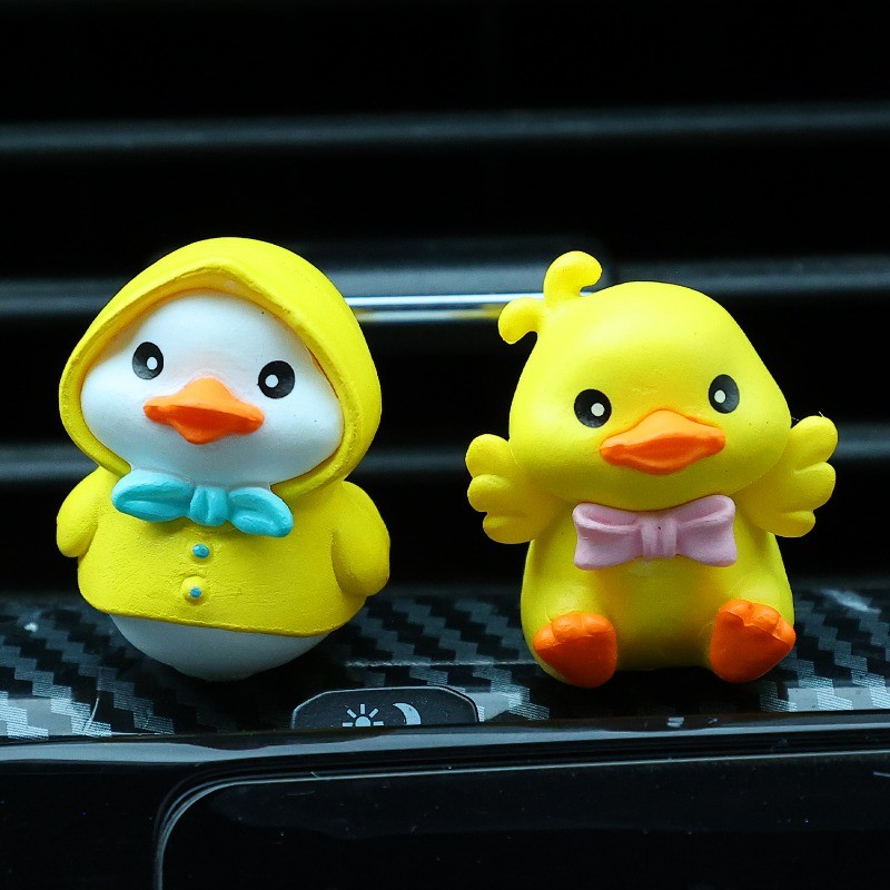Cute Silly Duck Car Ornament - Little Yellow Duck Figurine - Cartoon ...