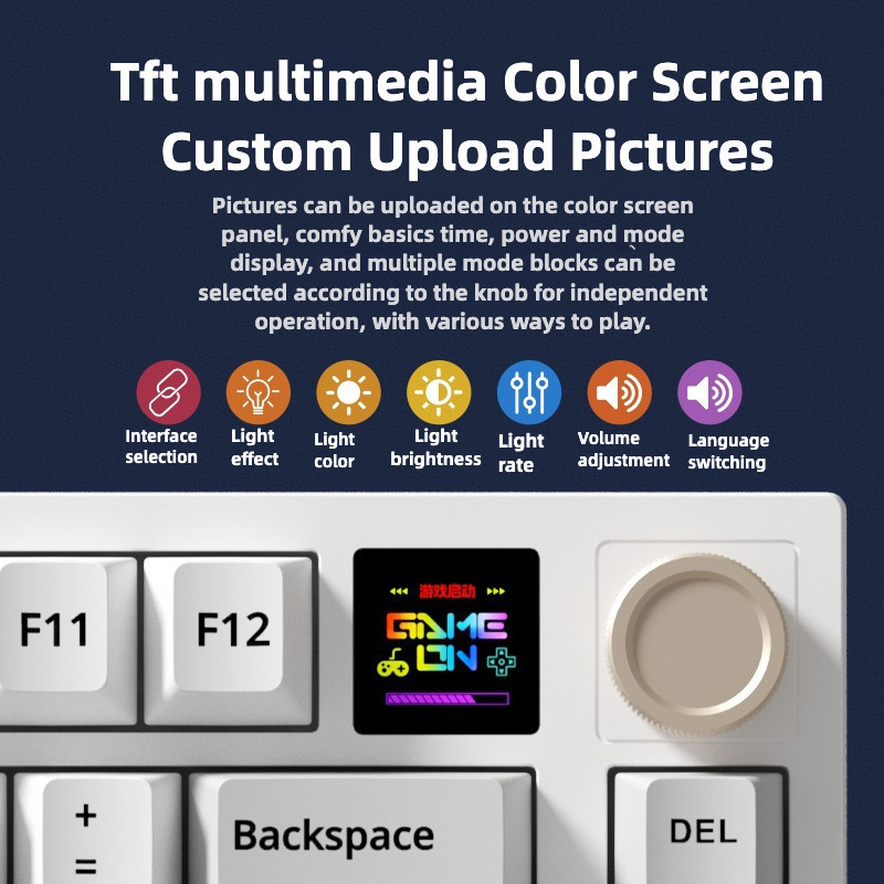 Lychee Gaming F75 Mechanical Keyboard 2.4g Wireless Bluetooth Three-mode Customized RGB TFT ...