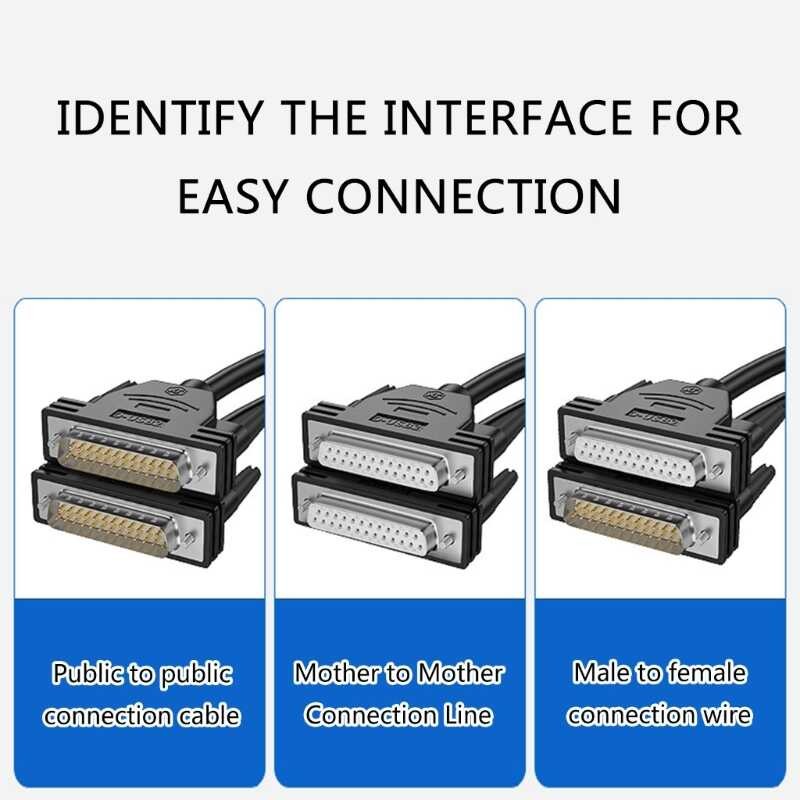 Extension Db25 Cable 25Pin Male/Female Connectors Wire E 26Awg Stable ...