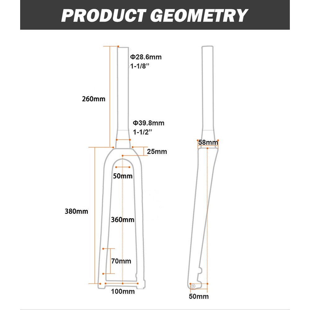 No logo Full carbon bike fork, full internal cable alignment thru-axle ...