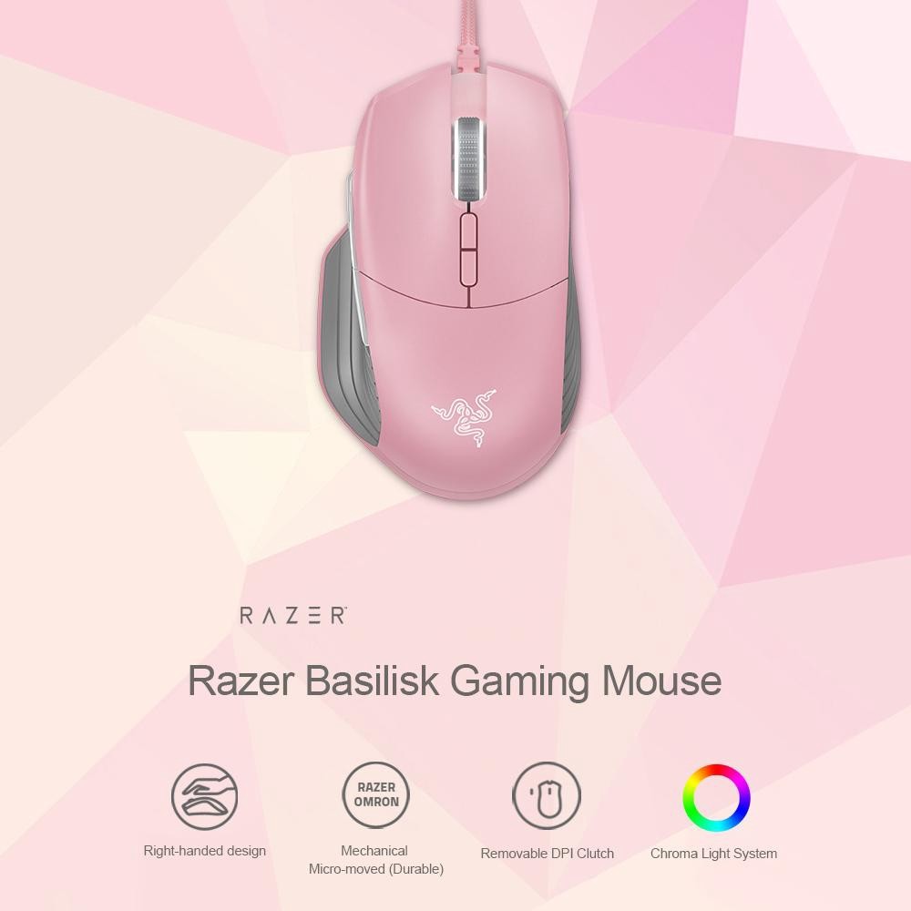 Razer Basilisk Pink Gaming Mouse 16000 DPI Optical Sensor Chroma RGB ...