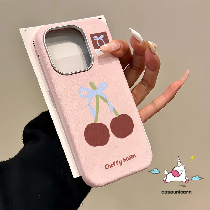 Cartoon Bow Cute Cherry Graffiti Bowknot Painting Case Compatible for ...