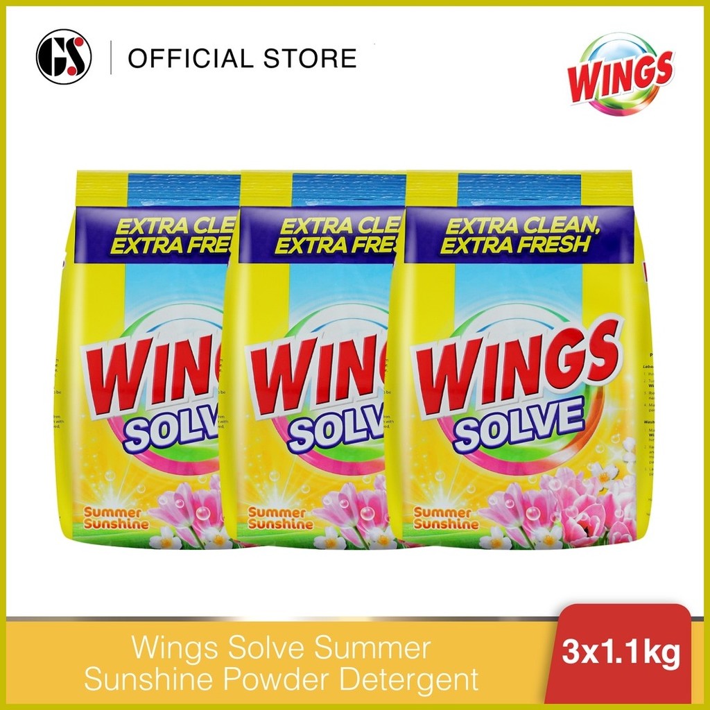Wings Solve Summer Sunshine Powder Detergent 1.1kg Set of 3 | Shopee ...