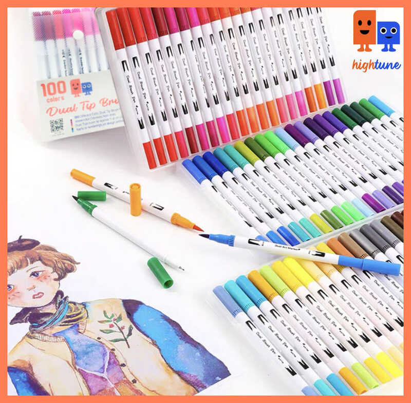 Colors HIGHTUNE 12/24/36/48/60/80/100 Watercolor Brush Pen Dual Tip ...