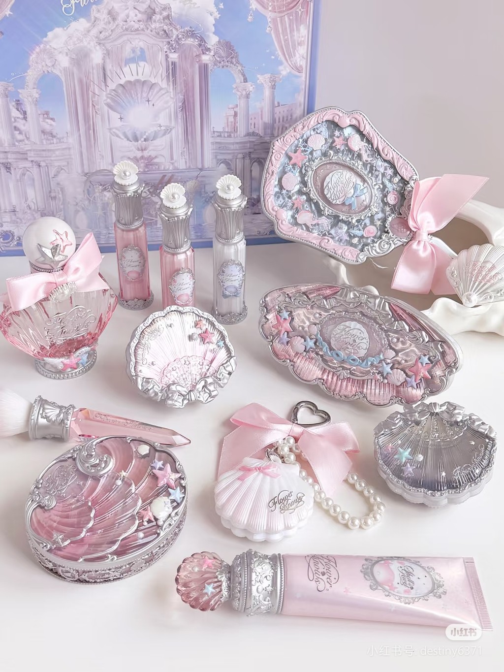 Flower Knows Shell Pearl Mixed Color Loose Power Matte Delicate Skin Sticker Not Easy to Fly ...