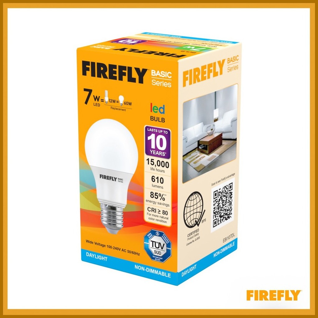 Firefly Basic Series LED A-Bulb 7 Watts Daylight - EBI107DL | Shopee ...