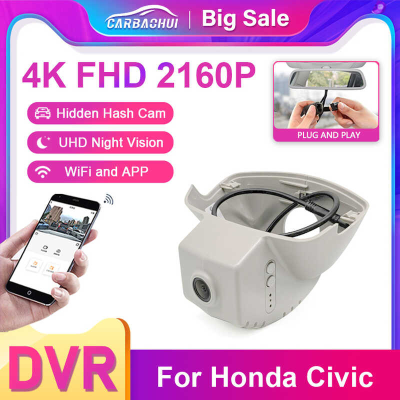 2160P WIFI 4K Dashcam Car DVR Video Recorder For Honda Civic 2022 2023 ...