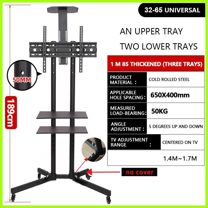 ⚾︎ ๑ Universal 32-65 inch LCD TV stand mobile cart stand can withstand 100KG TV stand with TV ...