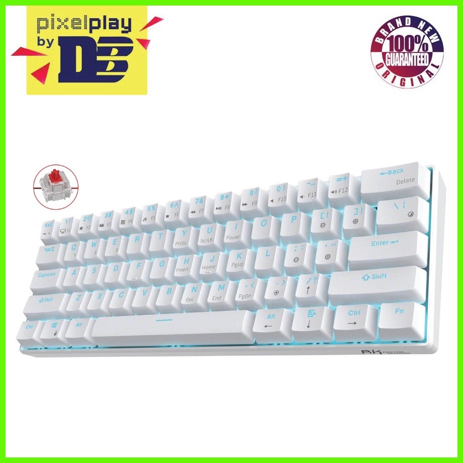 ♨ Royal Kludge RK61 Tri-Mode RGB 61 Keys Hot Swappable Mechanical Keyboard White (Red Switch ...