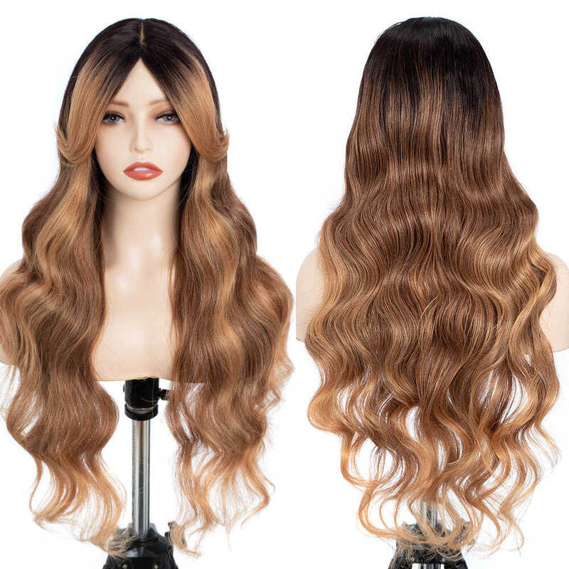 Brown Synthetic Wigs Shade With Bang Ombre Blonde Cosplay Wigs For Women Lace Front Wig | Shopee ...