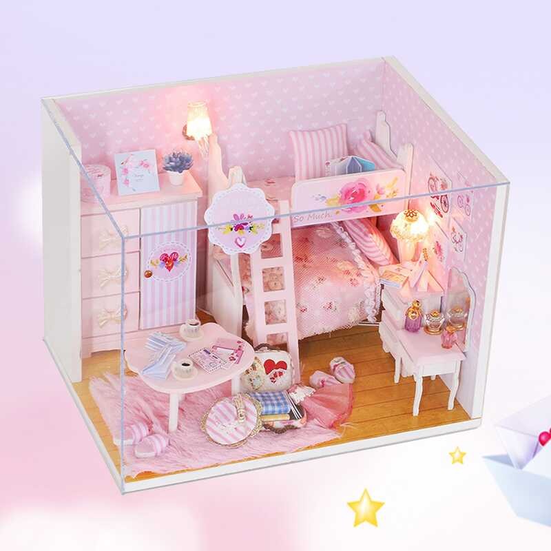 SK 3D Wooden Miniature House Furniture Kit DIY Mini House Model Room ...