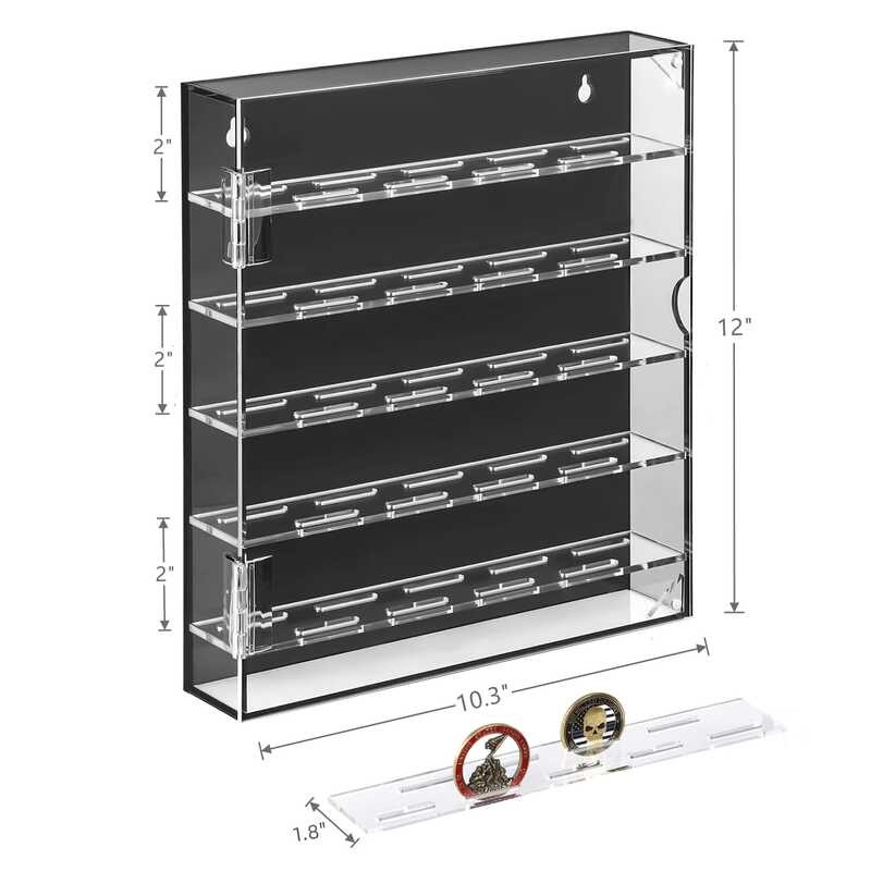 Challenge Coin Acrylic Holder Wall Mount Boxes Large Clear Acrylic ...