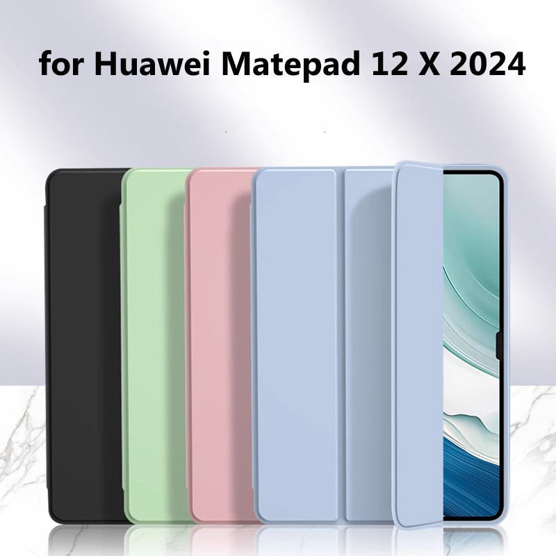 Tri-Folding Stand Silicon Solf Case for Huawei MatePad 12 X 12 Air 2024 ...
