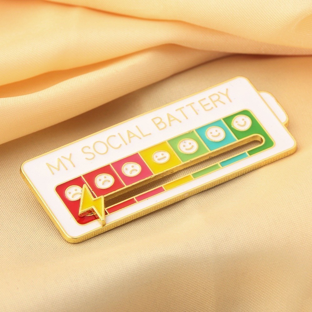 My Social Energy Battery Removable Enamel Lapel Pin Creative Mood Guide ...