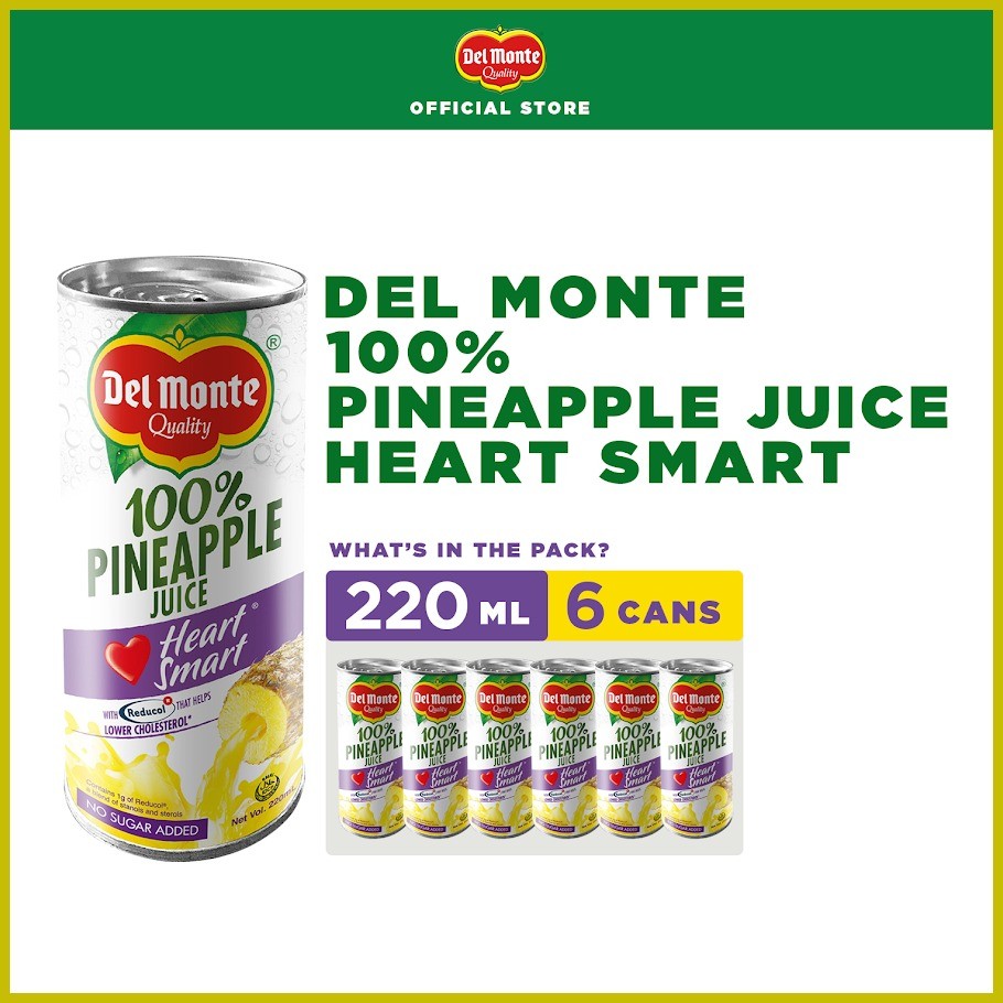 DEL MONTE 100% Pineapple Juice Drink Heart Smart with Reducol for Lower ...