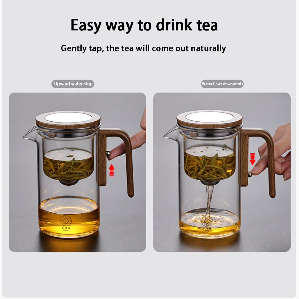 520/600/800ml Water Separation Glass Teapot, Magnetic Switch Tea Filter ...
