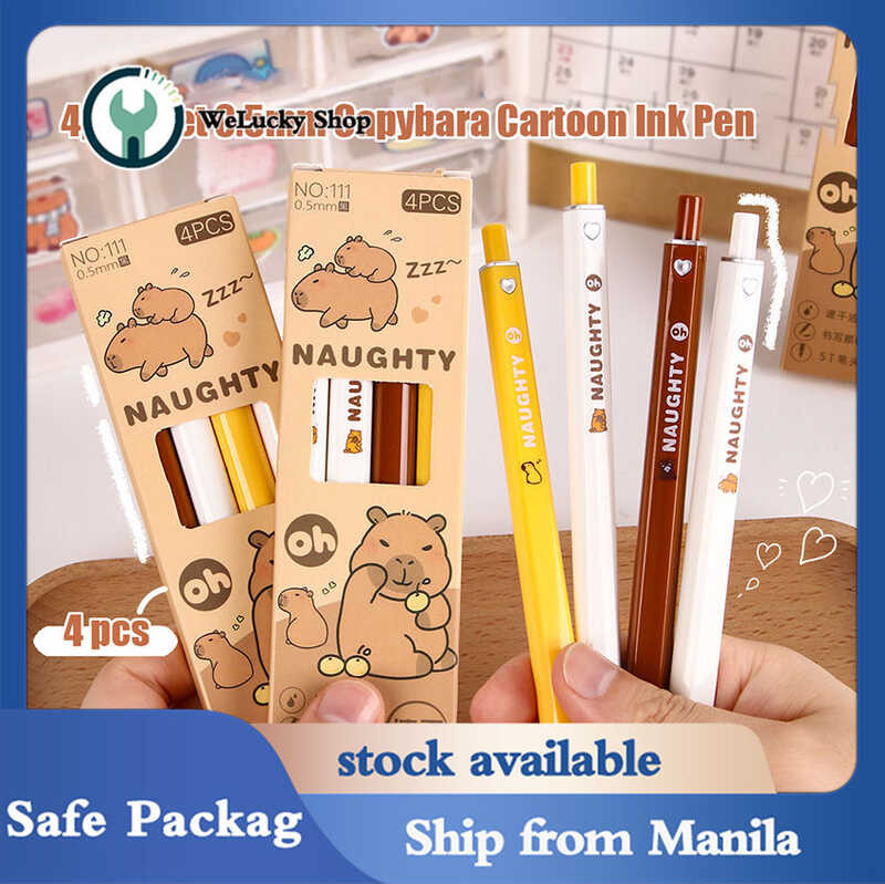 4 Pcs Gel Ink Pens Cute Animal Cartoon Retractable Pens 0.5mm Ballpoint ...